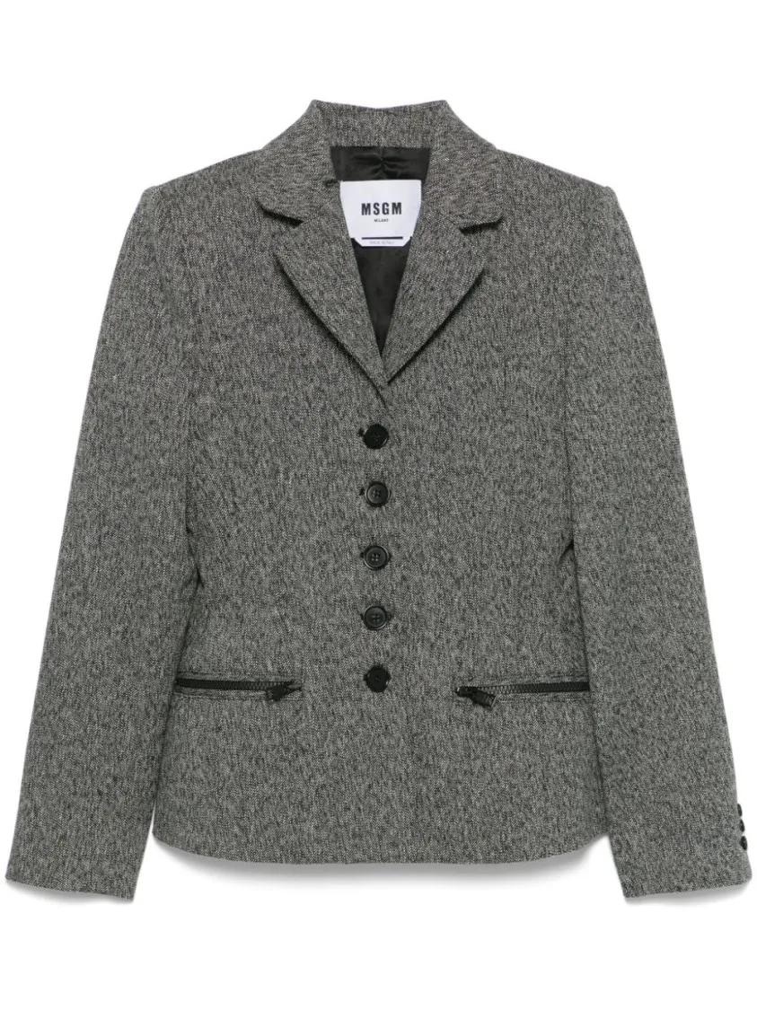 MSGM Twill Weave Logo Jacket Grey | Blazer