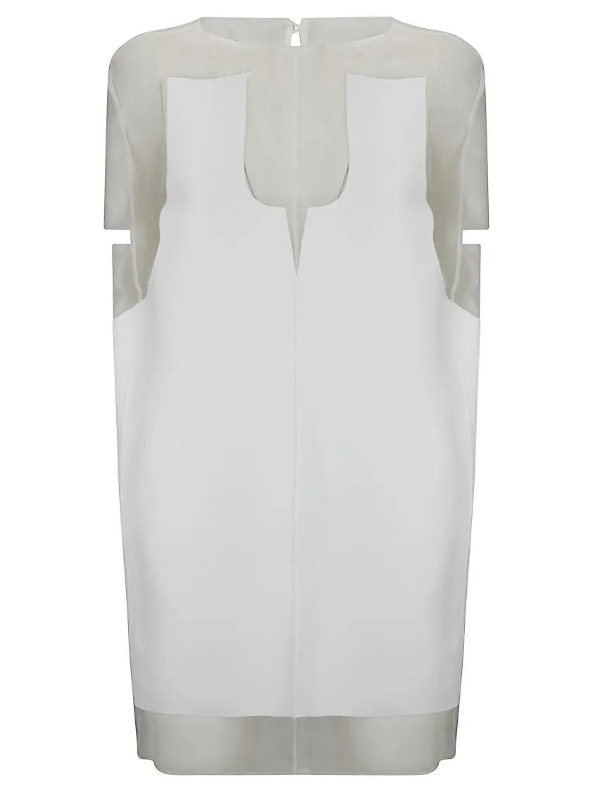 Khaite White Panel Midi Dress With Sheer Inserts White | Midikleid