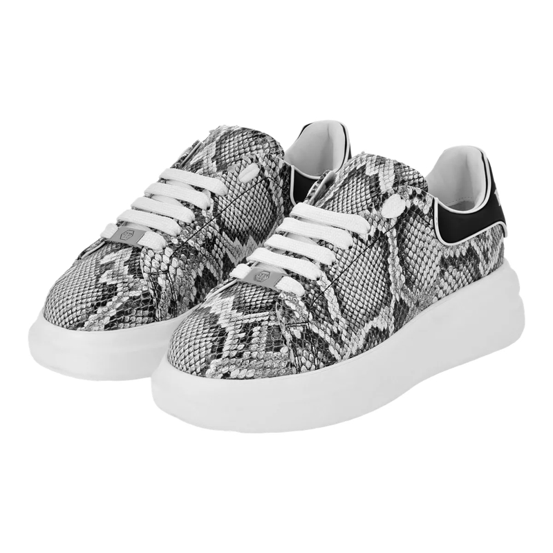 Philipp Plein Lo-Top Turnschuhe Python weiss | Low-Top-Sneaker