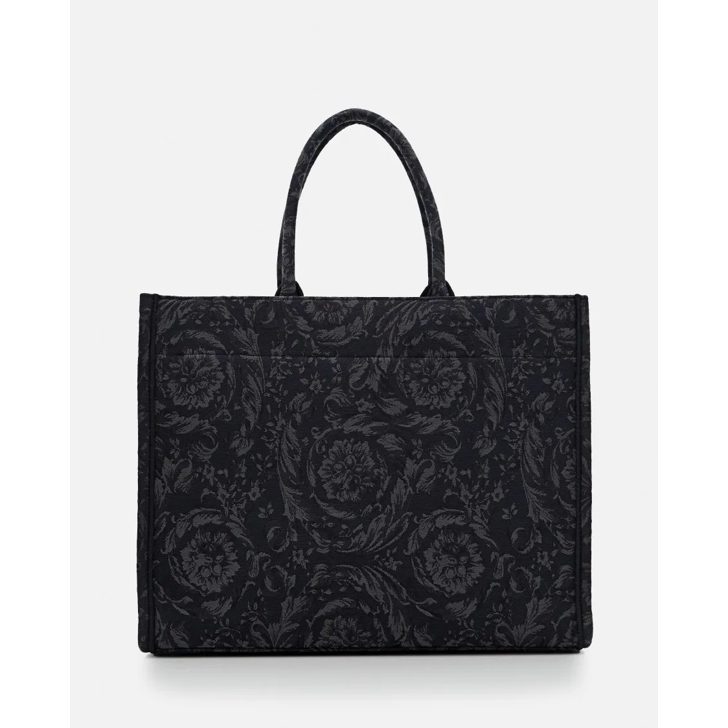 Versace Barocco Embroidery Extra Large Tote Bag Black Fourre tout