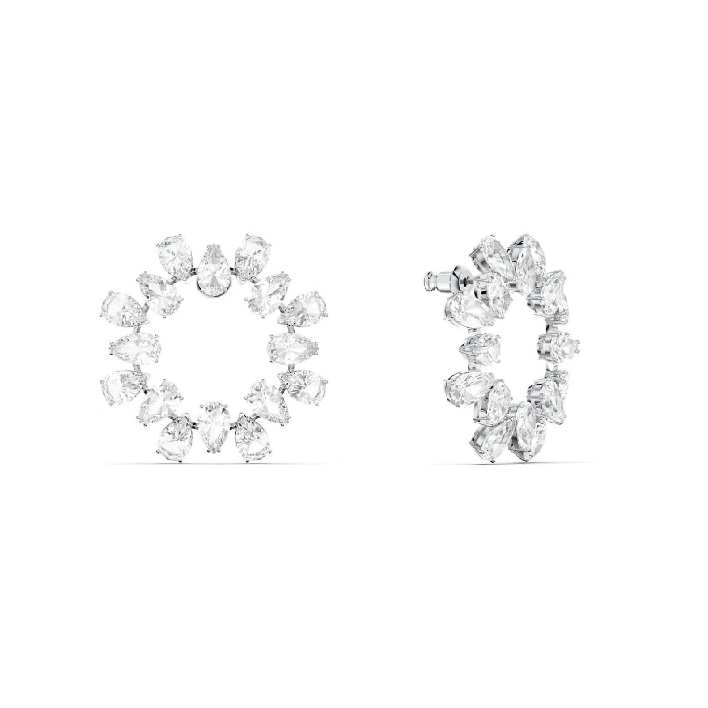 Swarovski Millenia hoop Pear cut Rhodium plated White | Earcuffs