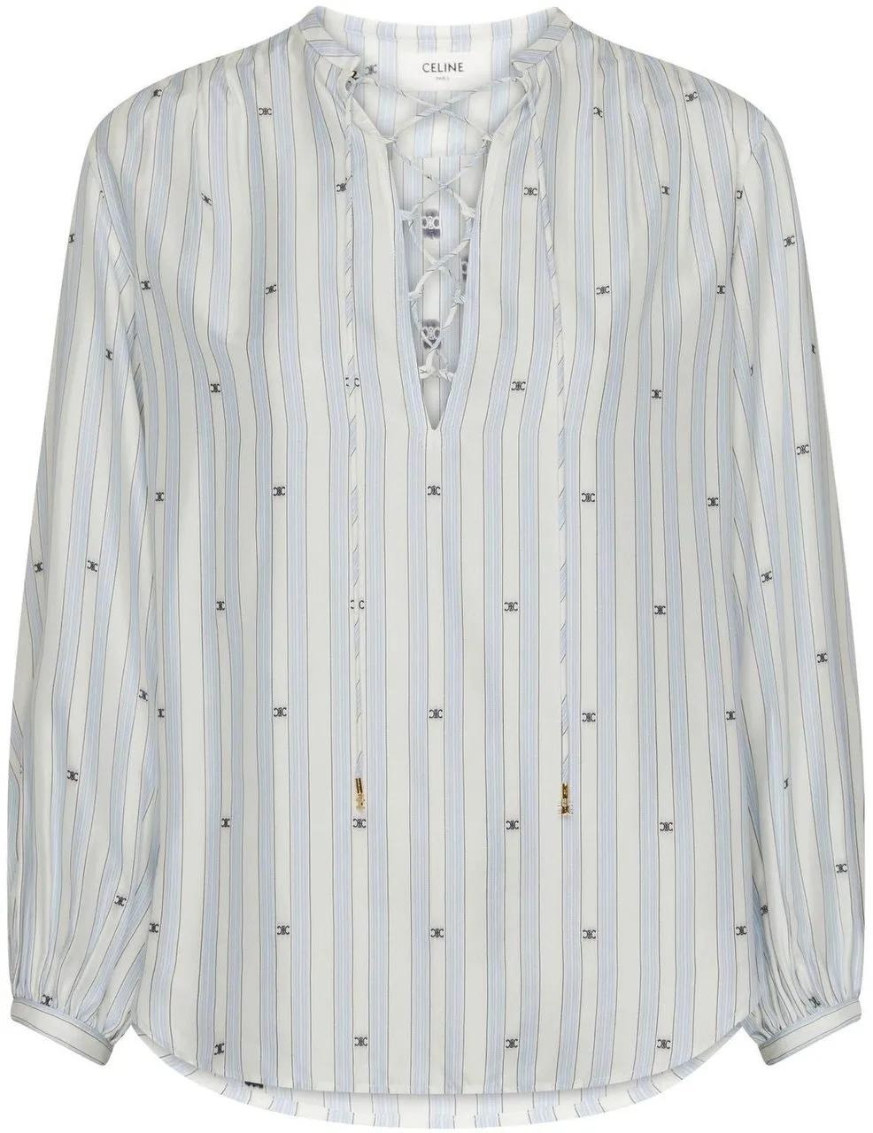 Celine Celine Romy Striped Silk Blouse weiß | Blouses