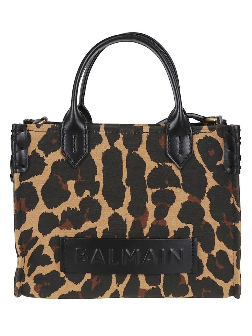 Balmain B-Army Shopper Small -Leo Canvas&Calf Brown | Fourre-tout