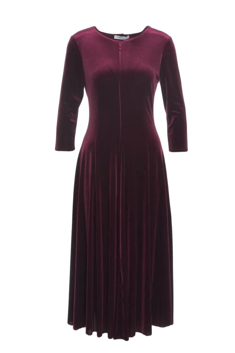 Gender Burgundy Velvet Maxi Dress With Fitted Bodice Black