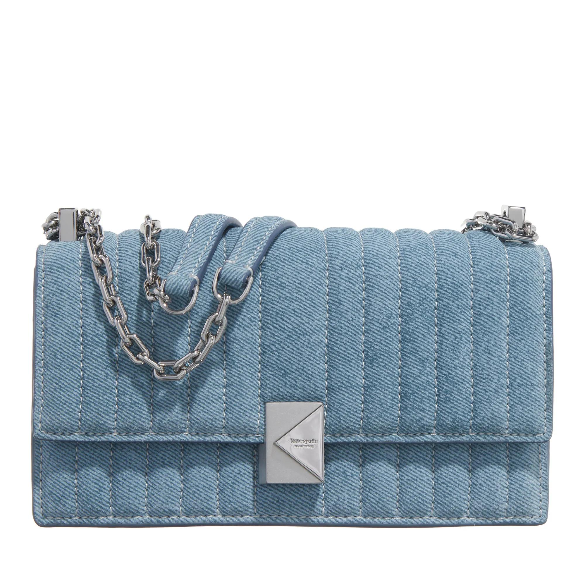 Kate Spade New York Deco Quilted Denim Suede Mini Flap Chain Crossbody ...