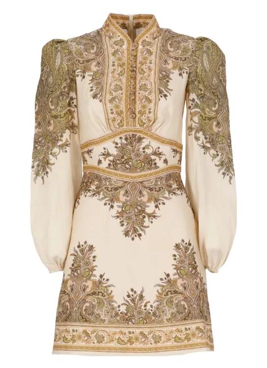 Zimmermann Natura Buttoned Dress Neutrals