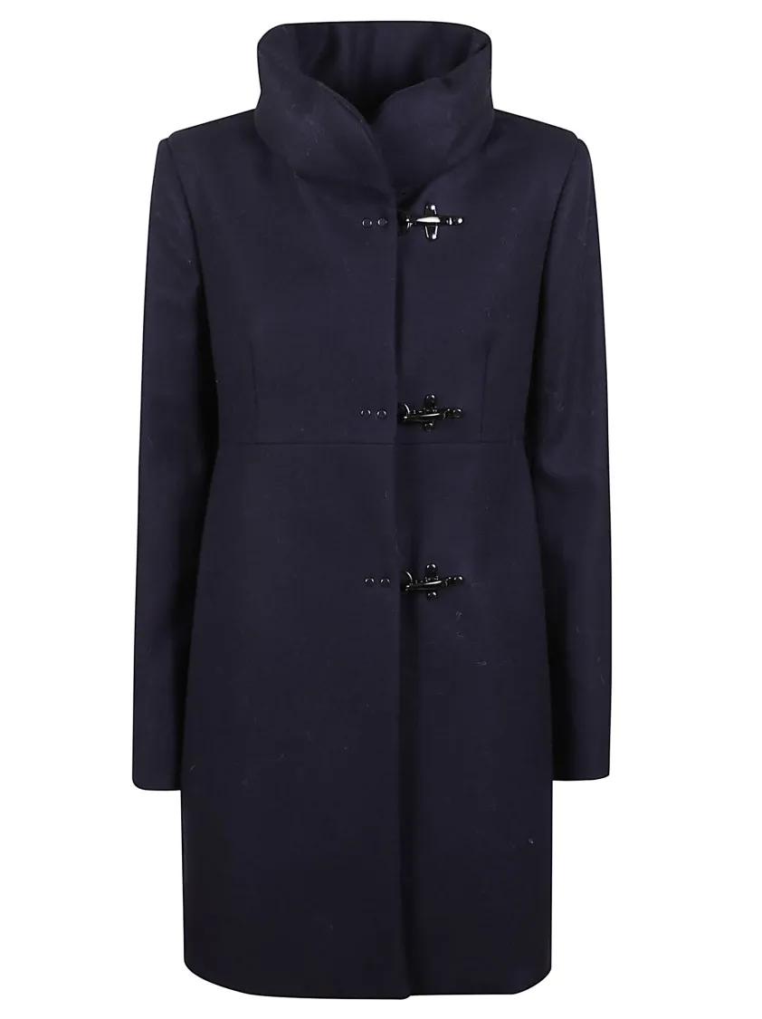 Fay High-Waisted Blue Wool Blend Coat With Iconic Clos Blue | Winterjas