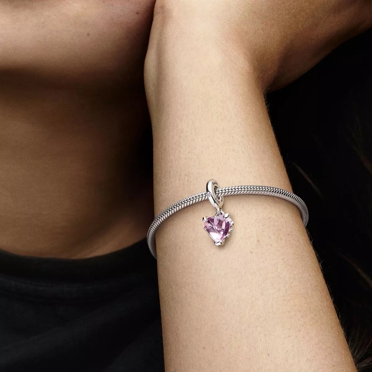 Pandora Pink Family Tree Heart Dangle Pink Anhanger
