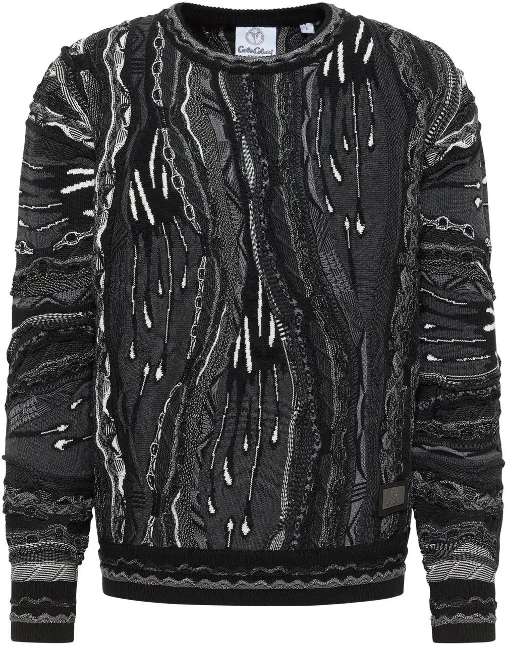 Carlo Colucci Knit Sweater 3D Knit Black schwarz | Pullover