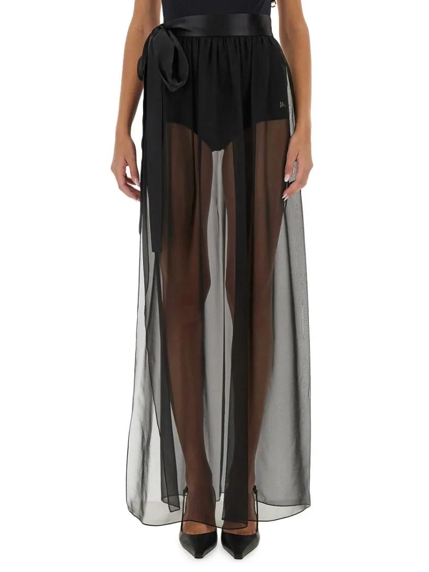 Dolce&Gabbana Silk Chiffon Long Skirt Black | Minirock