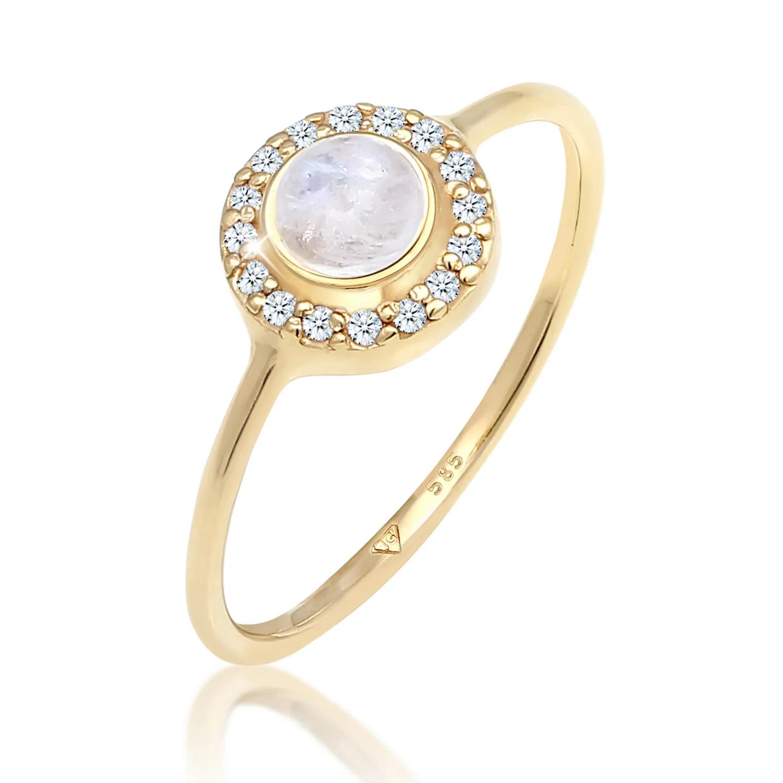 Elli Ring Verlobung Mondstein Diamant (0,08 ct) 585 Gel gold | Ring