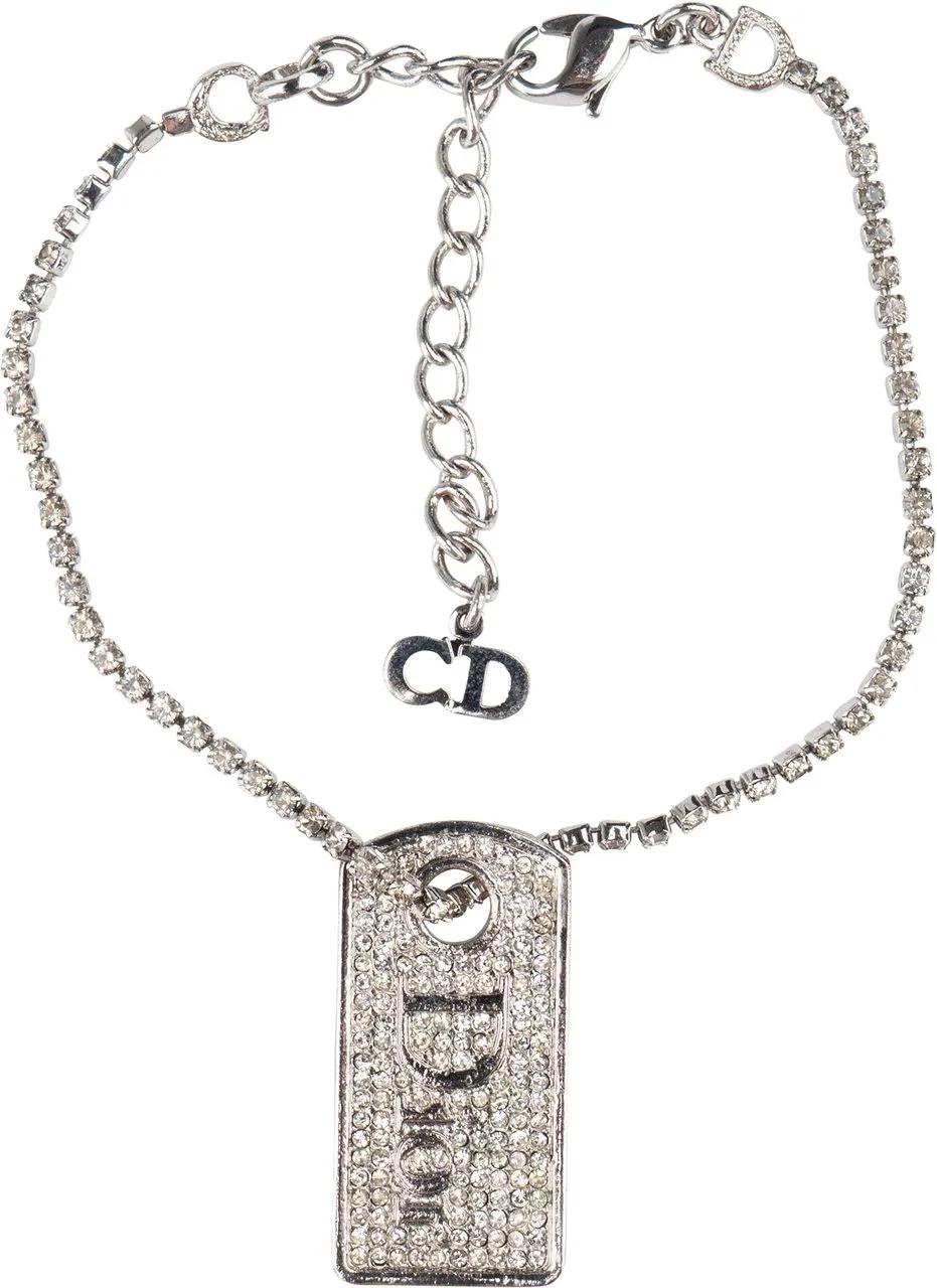 Pre-Loved Christian Dior Armband | Christian Dior Crystal Dog Tag ...