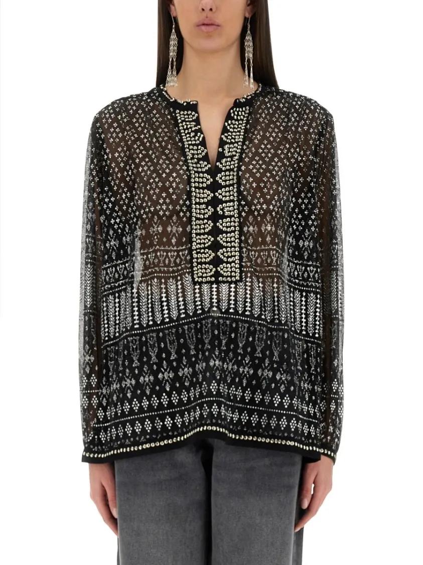 Isabel Marant Sheer Black "Nickie" Top Black | Hemd