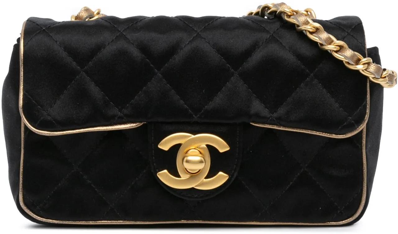 Chanel Extra Mini Quilted Satin Flap schwarz | Sac à bandoulière