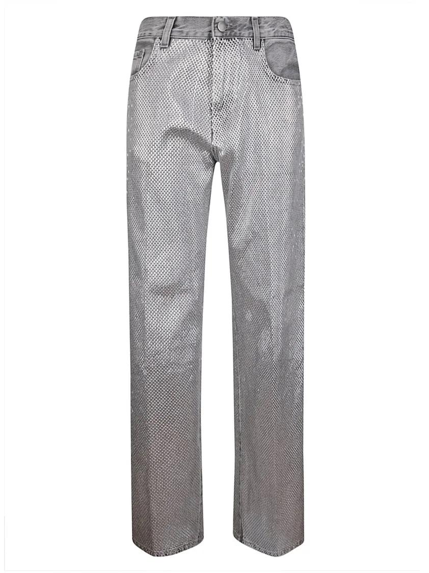 Haikure Wide-Leg Regular Fit Jeans With Silver Plaques And Grey | Jeans