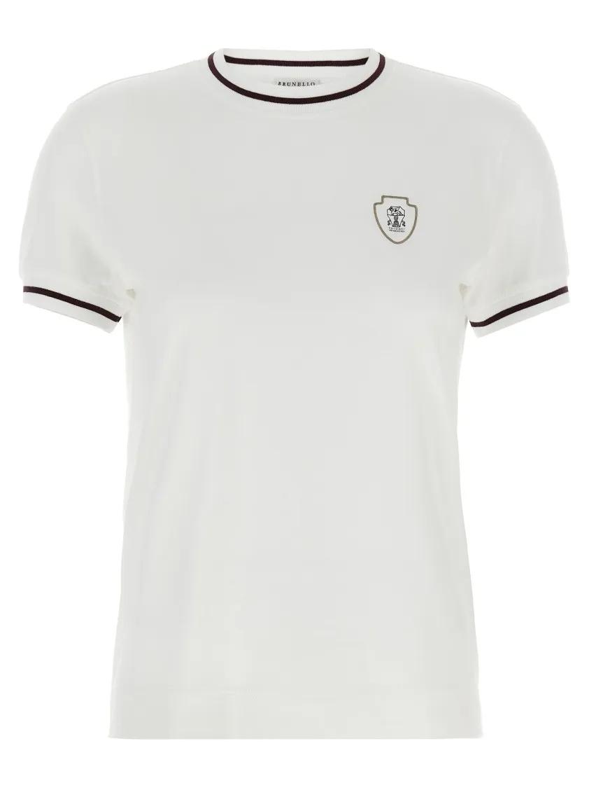 Brunello Cucinelli Logo Patch T-Shirt White | T-Shirt