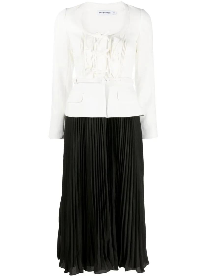 Self Portrait Crepe Midi Dress Black | Midikleid