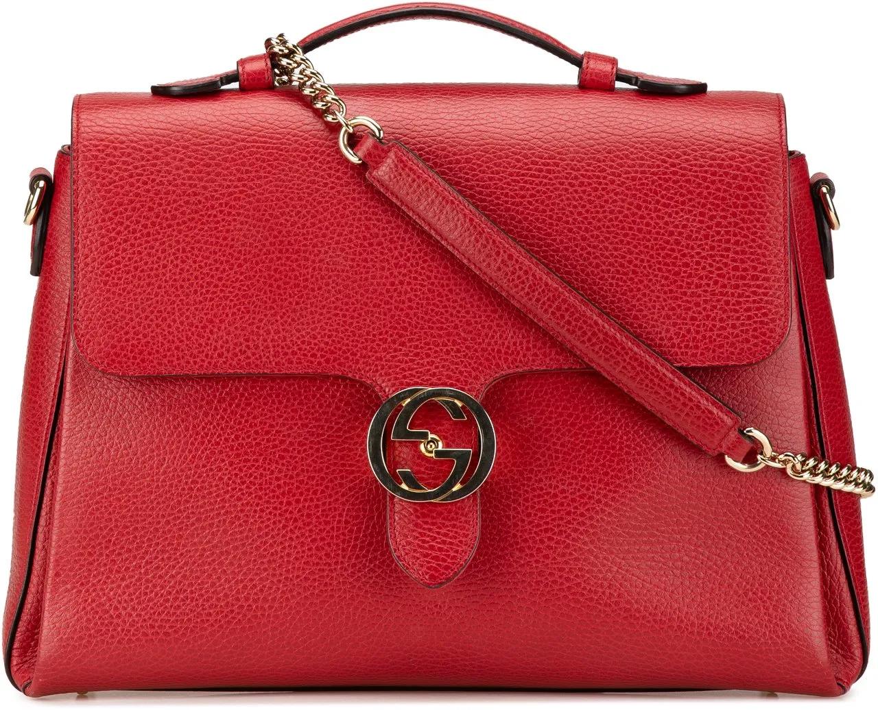 Gucci 2016-2025 Medium Dollar Calf Interlocking G Satche rot | Sac à ...