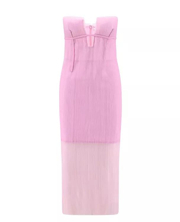 Krizia Pleated Tulle Dress Pink | Klänningar