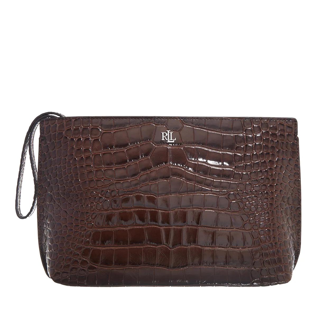 Lauren Ralph Lauren Top Zip Pch-Pouch-Large Dark Hickory | Necessaire