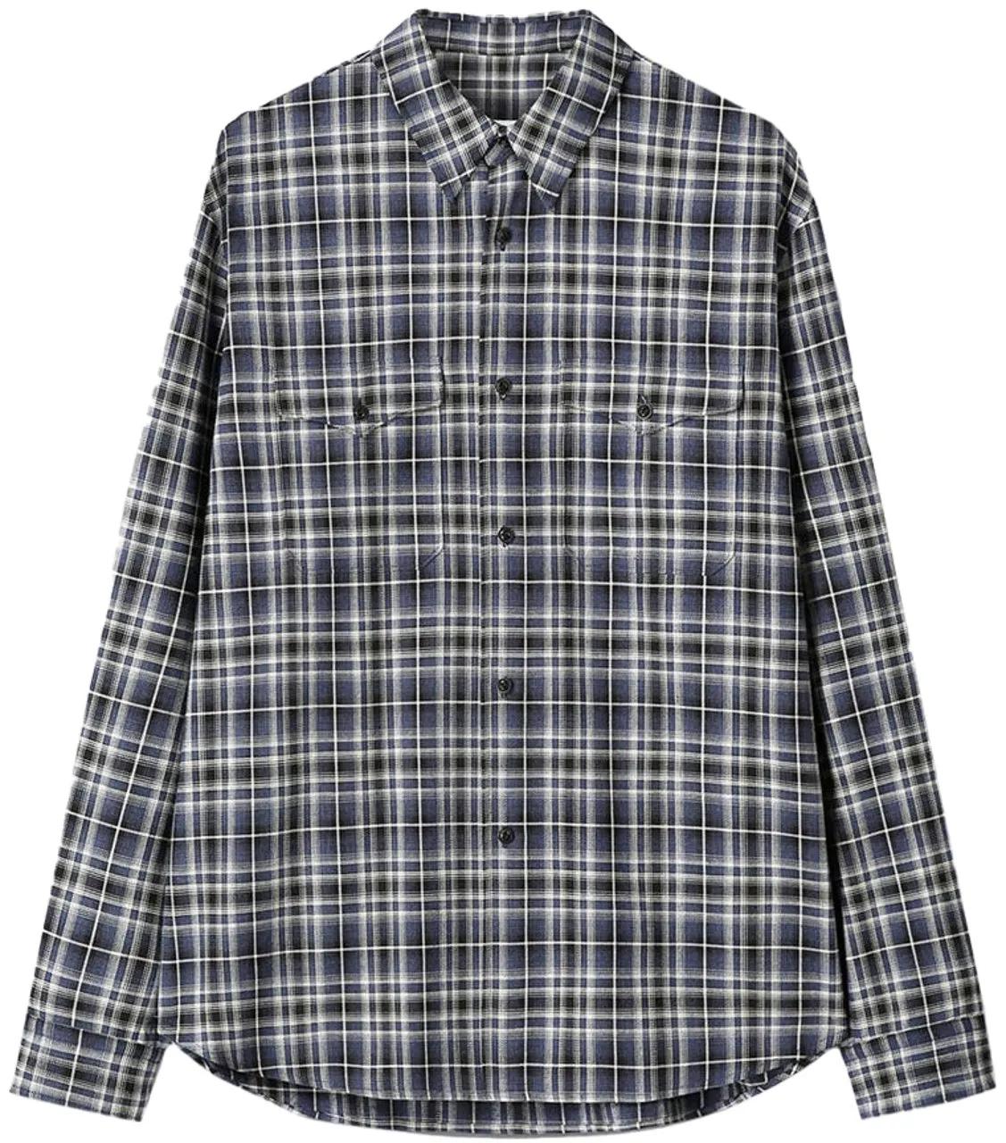 Tony Wack Camicia Cotton Double Pocket Checked Blu blau | Legeres Oberteil