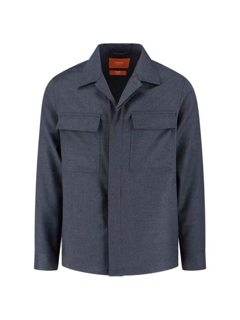 Cruna Structured Grey Virgin Wool Shirt Jacket Grey | Overhemd