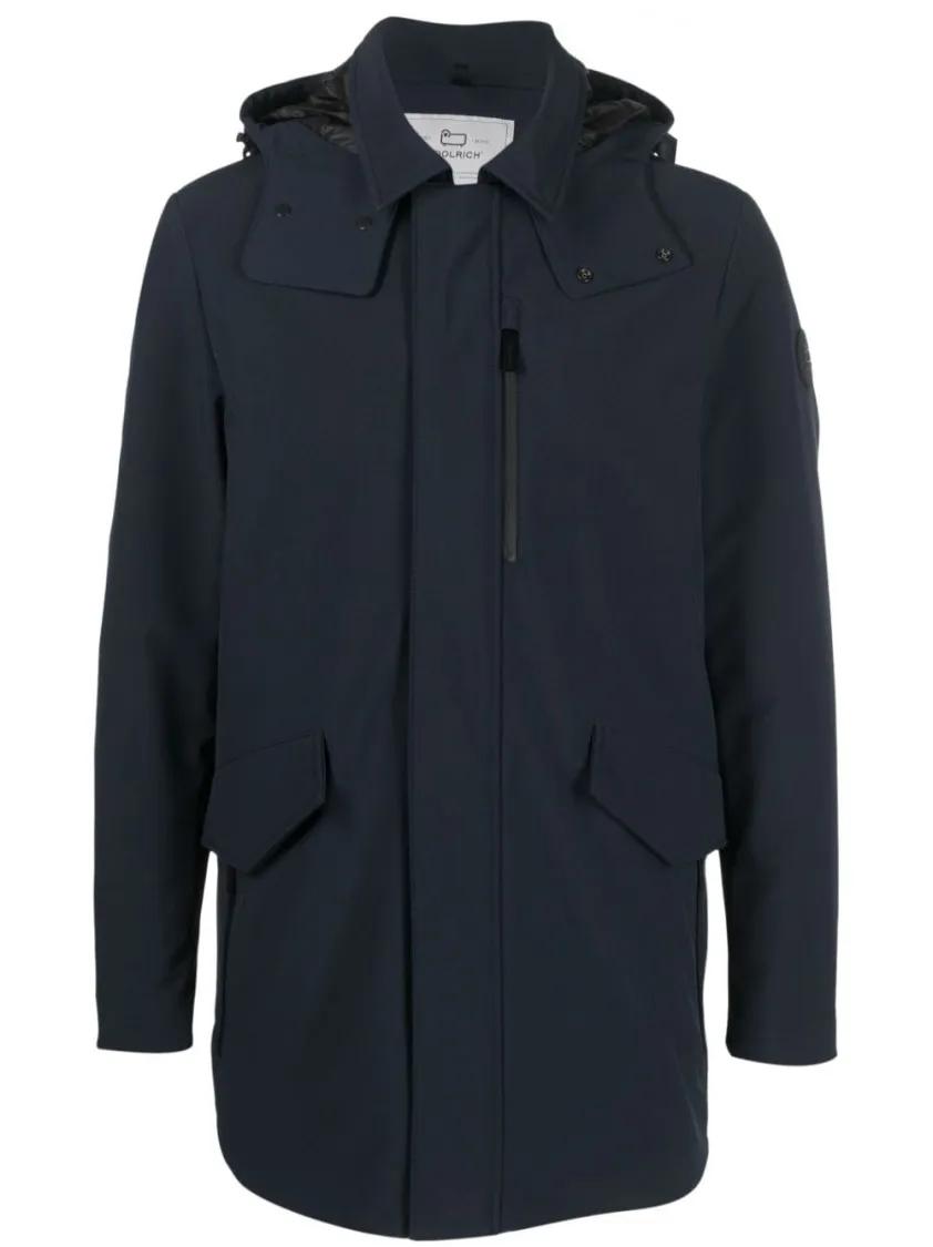 Woolrich Navy Blue Feather Down Logo Jacket Blue | Daunenjacken