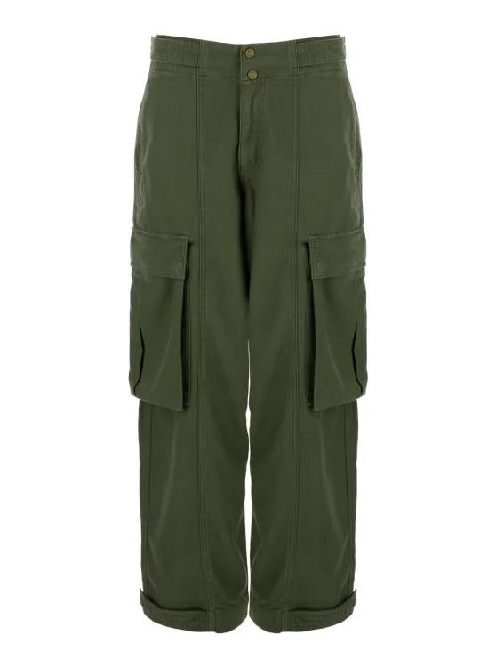 FRAME Green Cargo Pants With Patch Pokets In Cotton Green