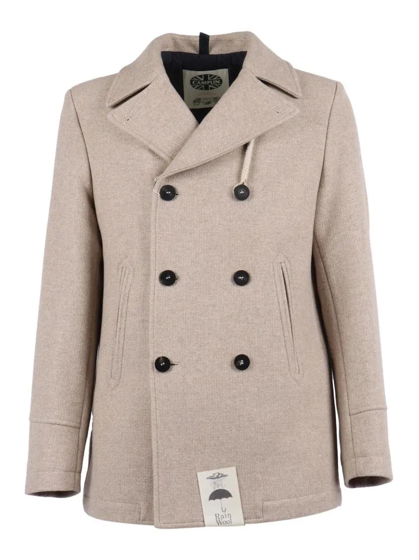 Camplin Island - S Double-Breasted Wool Coat Neutrals | Overgangsmantel