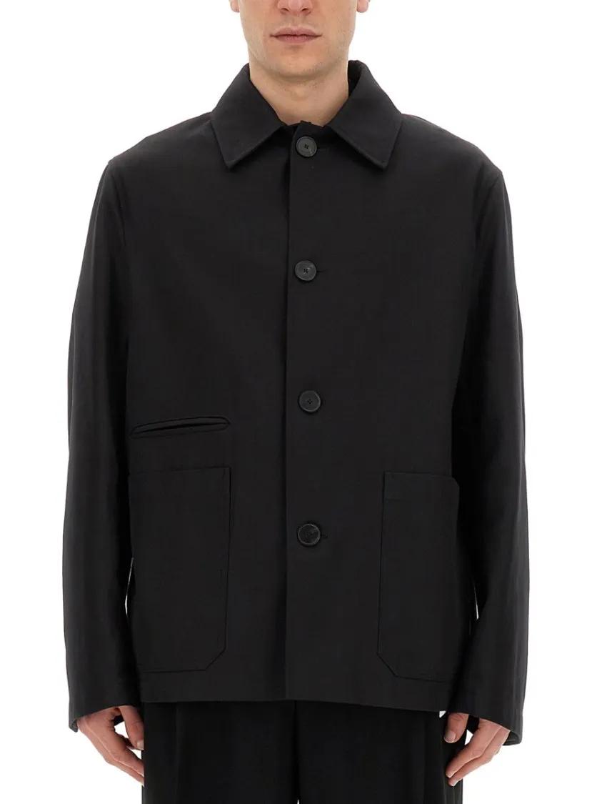 Lanvin Black Workwear Jacket With Classic Collar Black