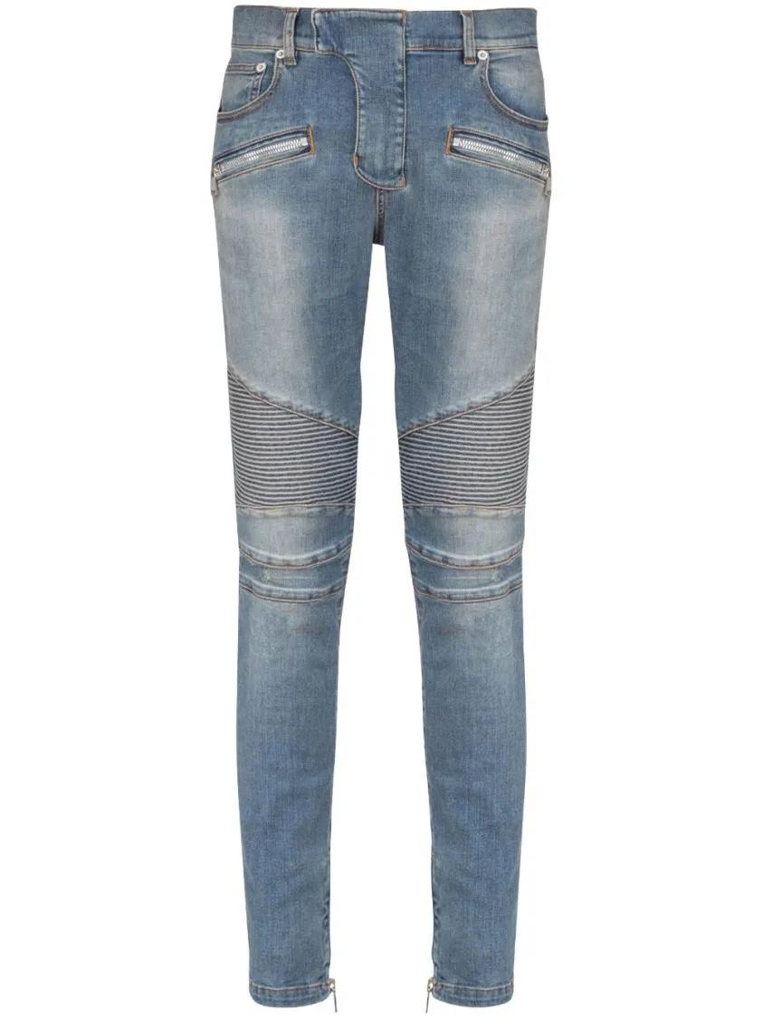 Balmain Indigo Blue Slim Cut Denim Trousers Grey | Jeans