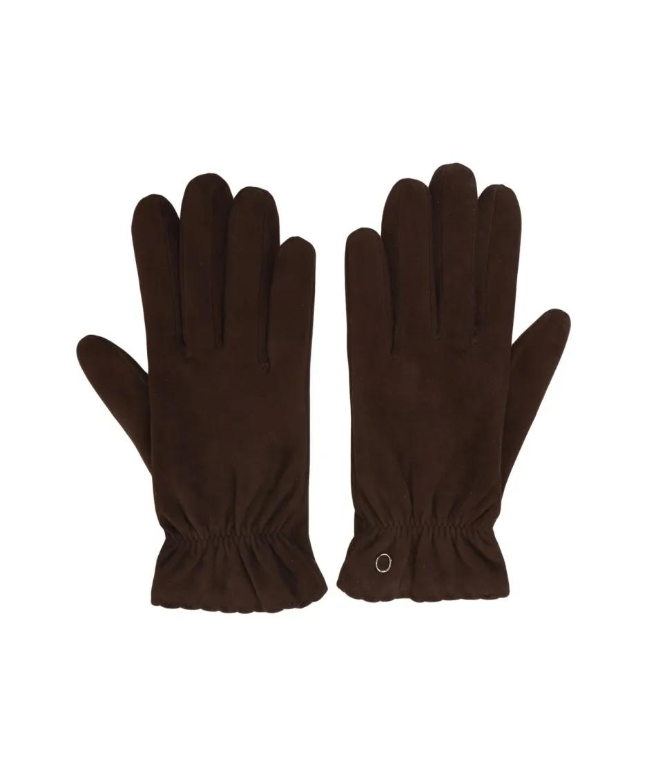 Orciani Elegant Deep Brown Suede Gloves With Gathered Cuff Black ...