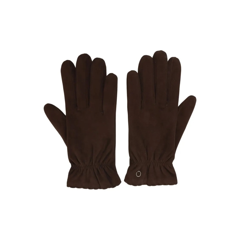 Orciani Elegant Deep Brown Suede Gloves With Gathered Cuff Black ...