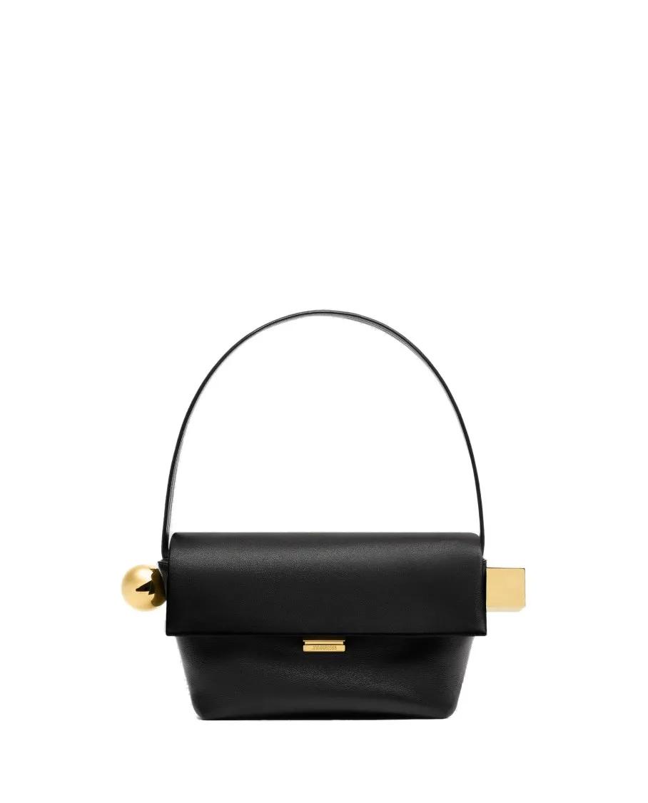 Jacquemus Le Rond Carre Leather Shoulder Bag Black | Schultertasche