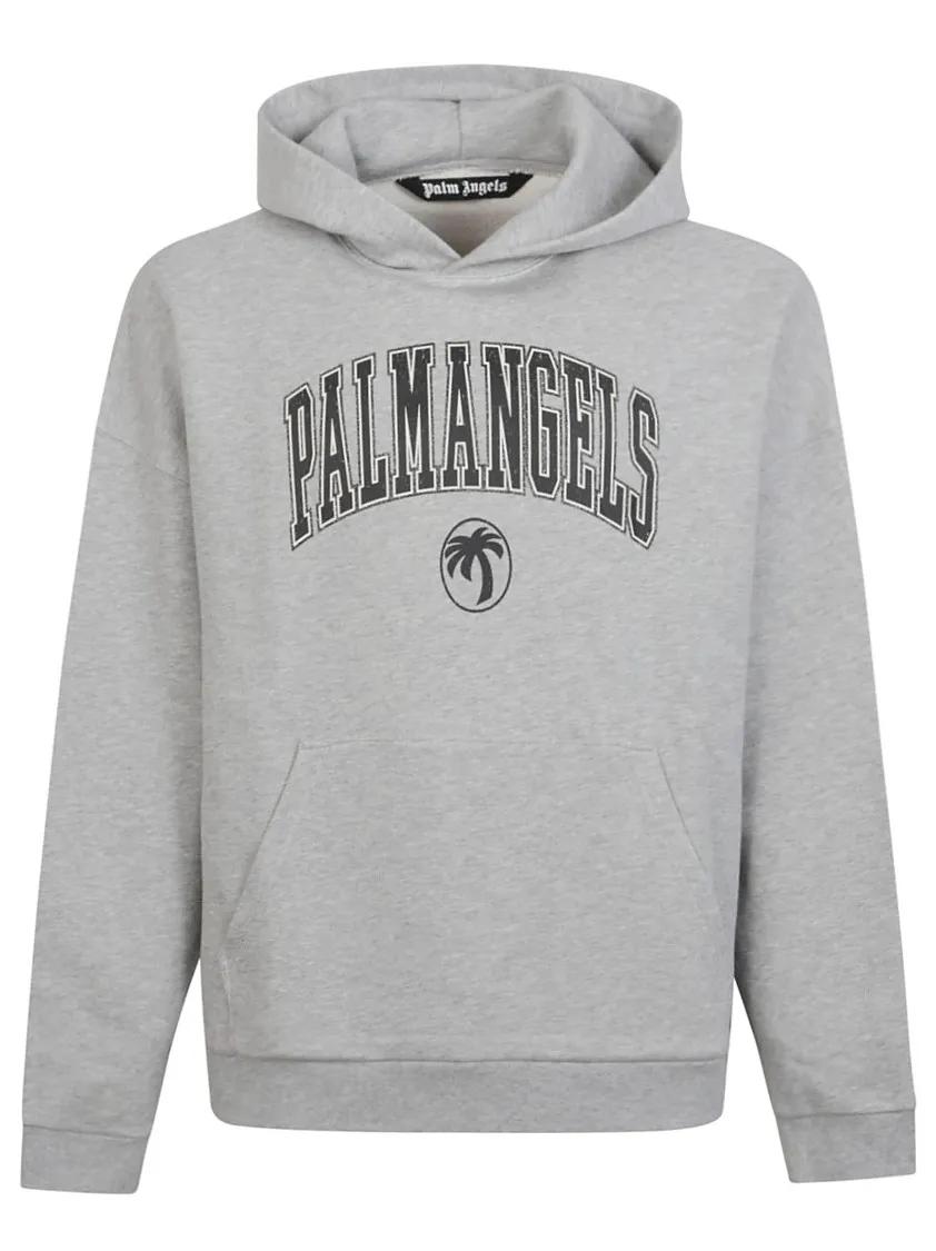 Palm Angels Grey Relaxed-Fit Hoodie Grey