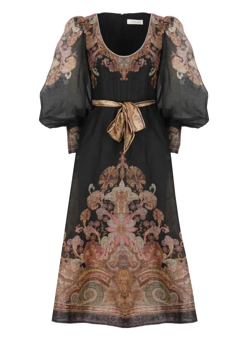 Zimmermann Illustration Dress Black | Midi-Kleider
