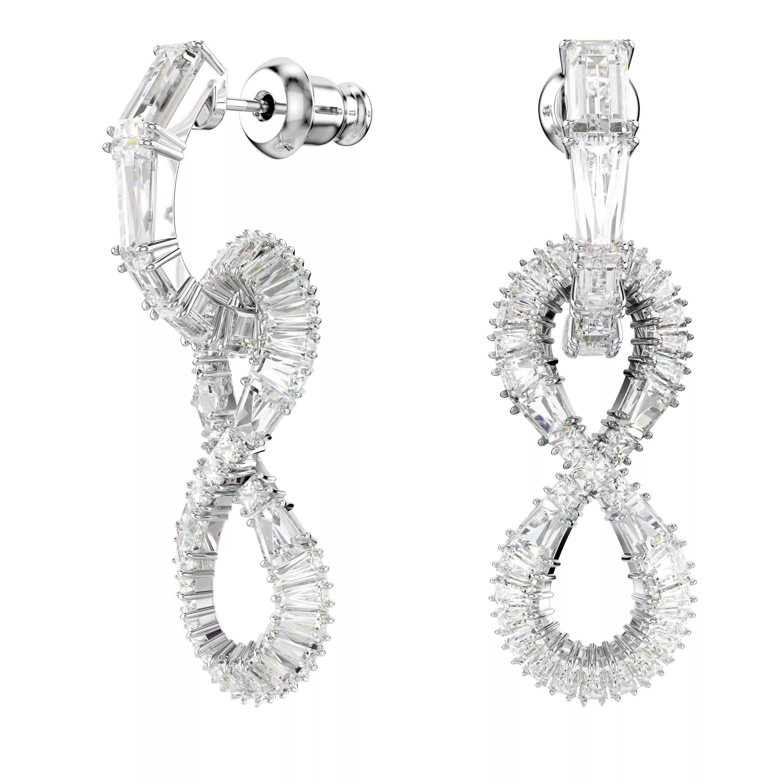 Swarovski Hyperbola Drop Earrings Infinity Rhodium Plated White