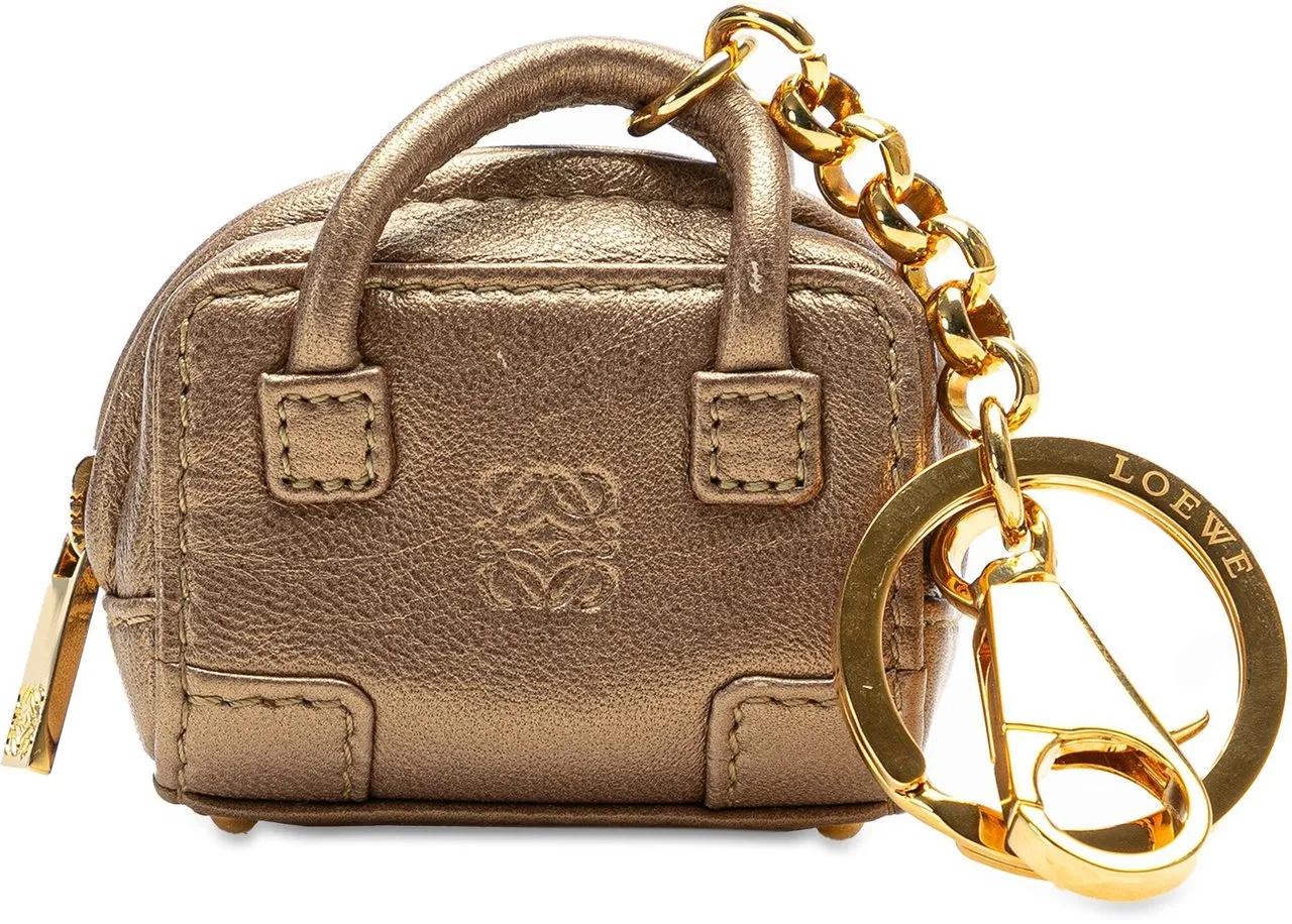 Loewe Leather Amazona Bag Charm Key Chain gold