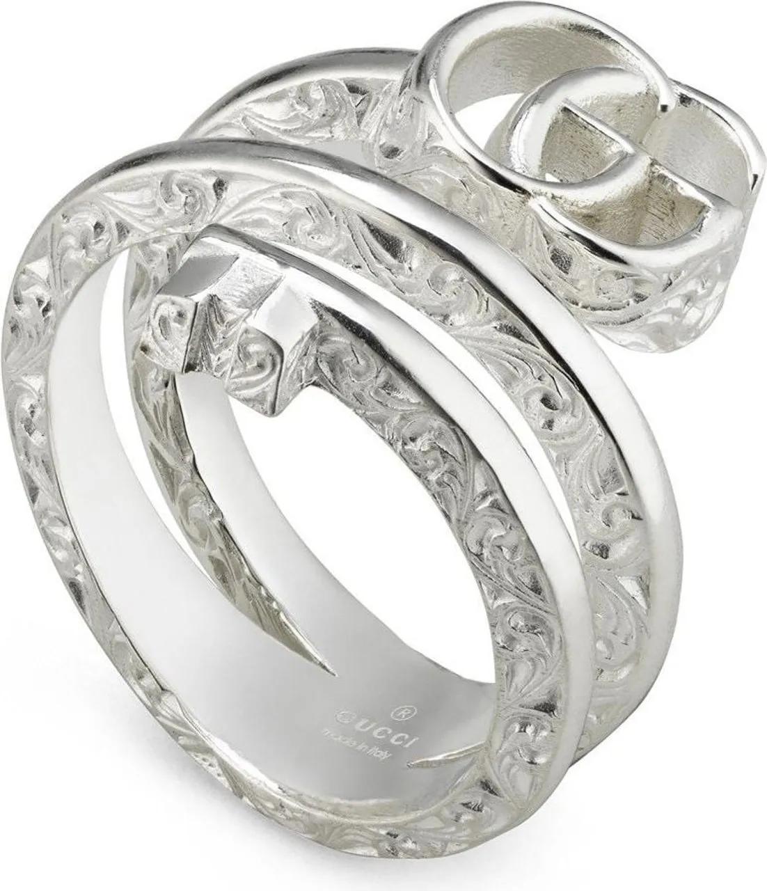 Gucci Gg Marmont Logo Double Band Silver Ring silber