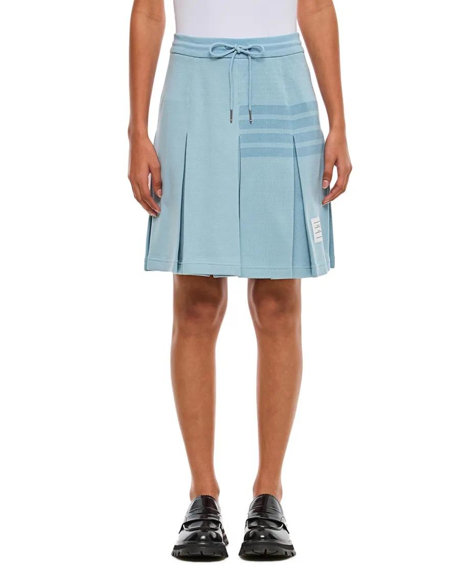 Thom Browne Box Pleat Skirt In Double Face Knit Blue | Mini-Röcke
