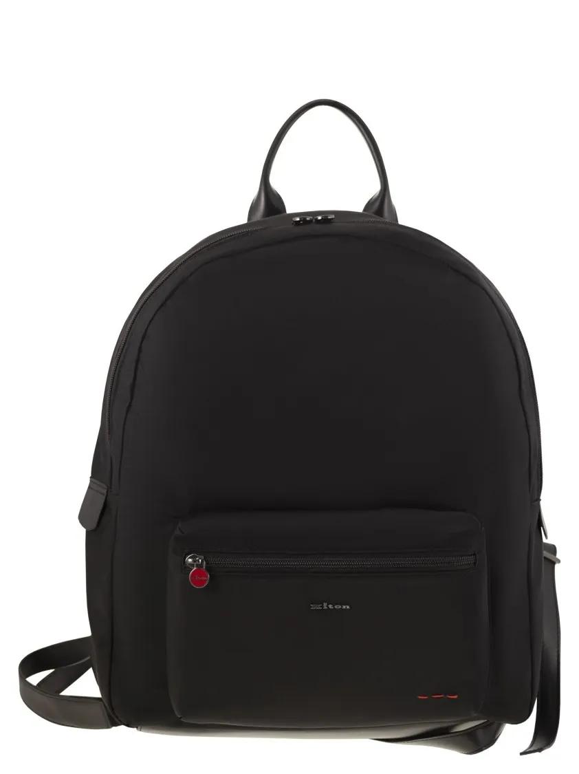 Kiton Technical Fabric Backpack With Logo Black | Sac à dos