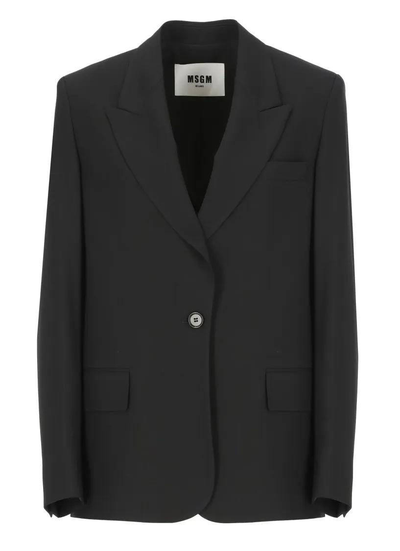 MSGM Virgin Wool Blazer Black | Blazer