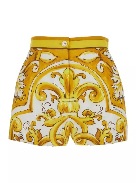Dolce&Gabbana Tris Maiolica Shorts Yellow