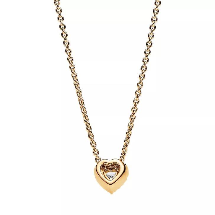 Pandora Heart 14k gold plated collier with clear cubic zir Clear Mittellange Halskette