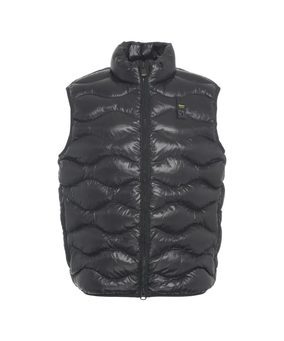 Blauer Quilted Waistcoat With Wavy Pattern And Modern Sil Grey ...