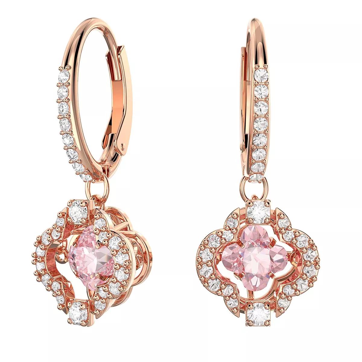 Swarovski Sparkling Dance drop Clover rose gold-tone plated Pink ...