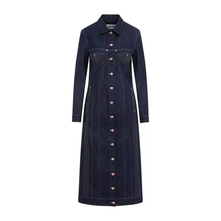 Jean Paul Gaultier Indigo Denim Trompe-Lœil Coat Blue