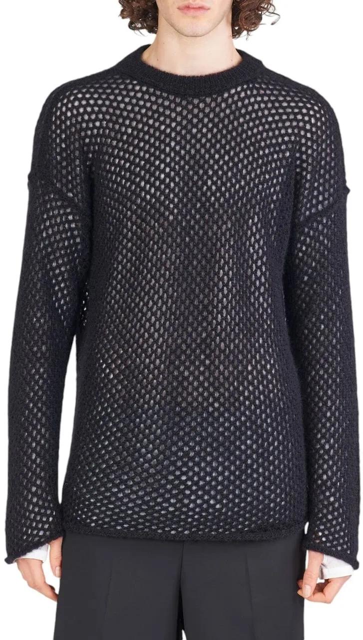 Isabel Benenato Pull filet pais Noir mohair Isabel Benenato homme ...