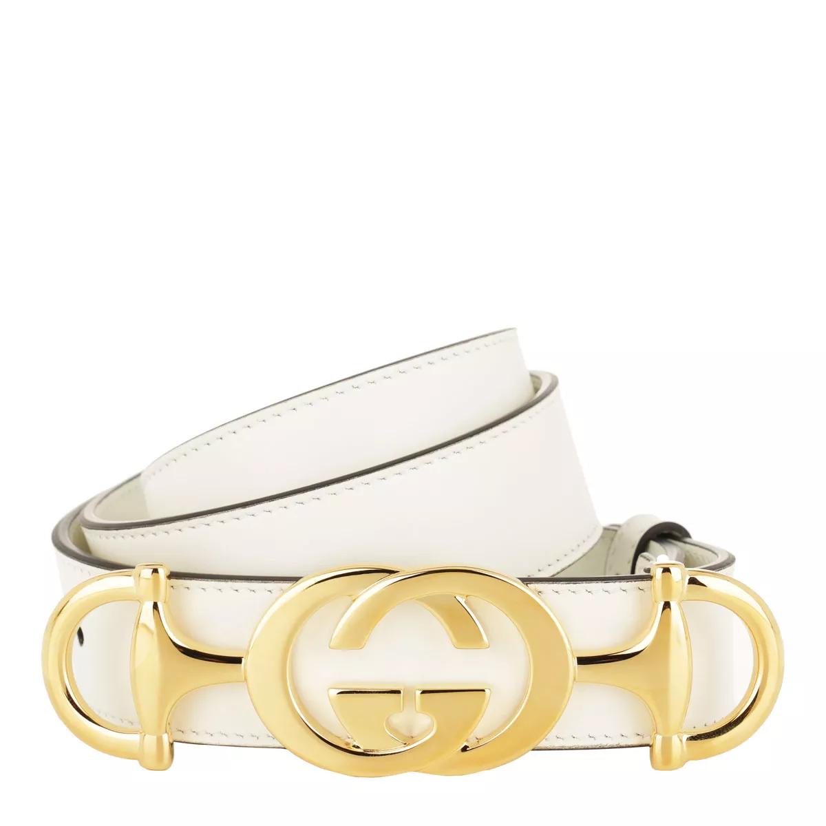 Gucci Interlocking G Horsebit Belt Leather White | Dunne Riem