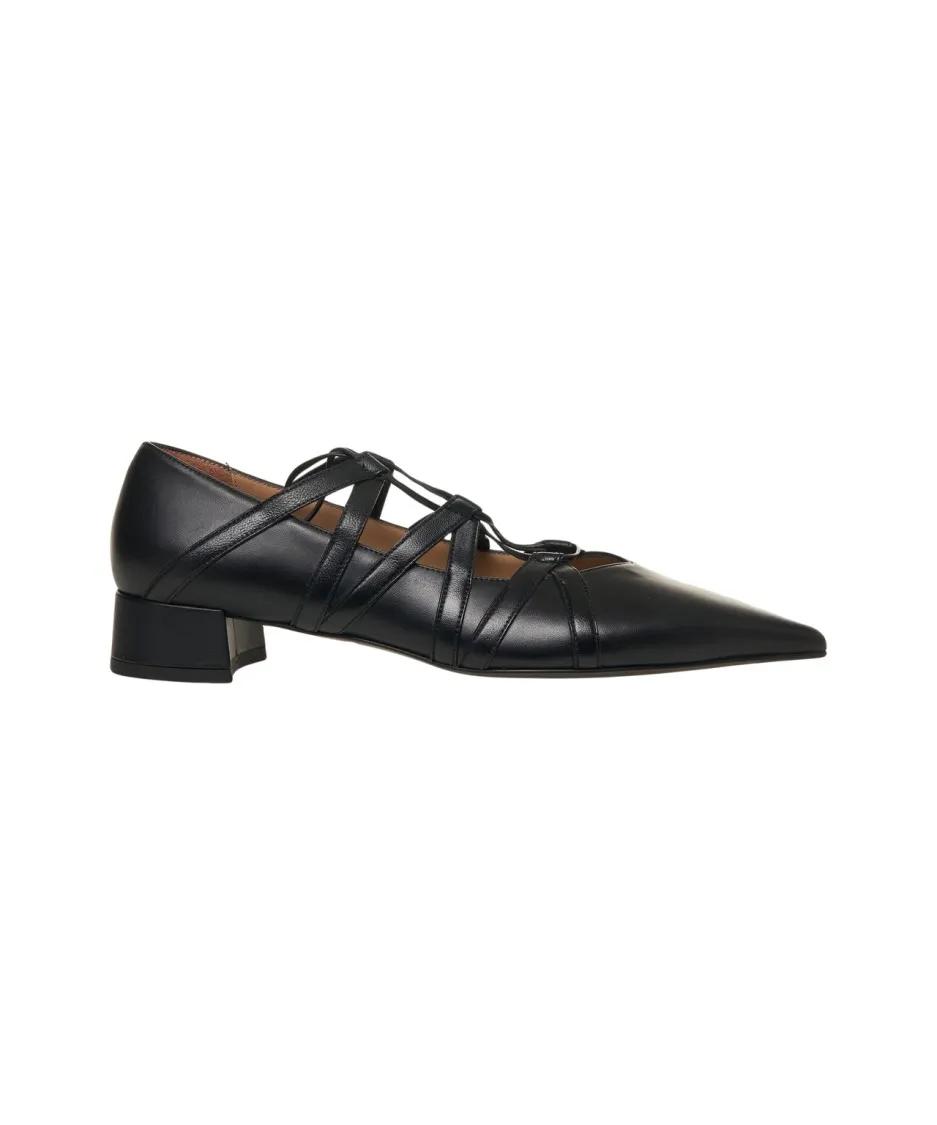 Gender Pointed Toe Nappa Leather Pumps With Crossover Str Black | Pumps